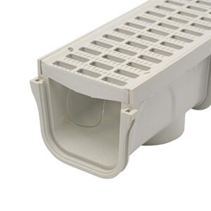 NDS 5 in. Pro Series Drain Kit, 5-1/2 in. X 39-3/8 in. Deep Profile Channel, End Caps/Outlet, Gray Plastic Grates