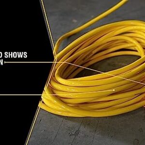 Yellow Jacket 2885 12/3 Heavy-Duty 15-Amp Premium SJTW Contractor Extension Cord with Lighted End, Ideal use With Heavy Duty Equipment and Tools, Durable Molded Plugs, 100 Feet, Yellow