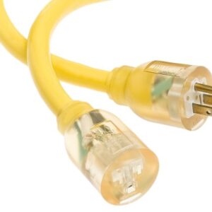 Yellow Jacket 2805 10/3 Heavy-Duty 15-Amp SJTW Contractor Extension Cord with Lighted End; 50-Feet