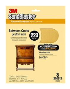 3m 20220-g sandblaster between coats sandpaper, 220 grit, 220-grit, 3 count