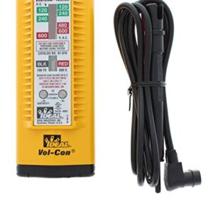 IDEAL INDUSTRIES INC. 61-076 Vol-Con Solenoid Voltage Tester with Vibration Mode, AC/DC Voltage Level Testing, CATIII for 600v, Yellow