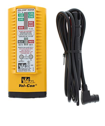 IDEAL INDUSTRIES INC. 61-076 Vol-Con Solenoid Voltage Tester with Vibration Mode, AC/DC Voltage Level Testing, CATIII for 600v, Yellow