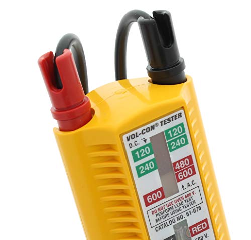 IDEAL INDUSTRIES INC. 61-076 Vol-Con Solenoid Voltage Tester with Vibration Mode, AC/DC Voltage Level Testing, CATIII for 600v, Yellow