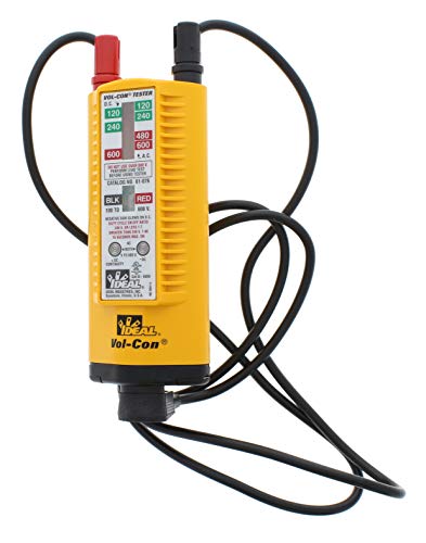 IDEAL INDUSTRIES INC. 61-076 Vol-Con Solenoid Voltage Tester with Vibration Mode, AC/DC Voltage Level Testing, CATIII for 600v, Yellow