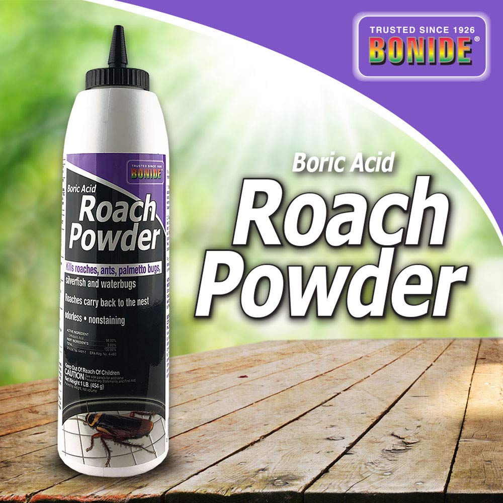 Bonide Boric Acid Roach Powder, 1 lb. Ready-to-Use Odorless & Nonstaining Formula, Kills Roaches, Ants and More