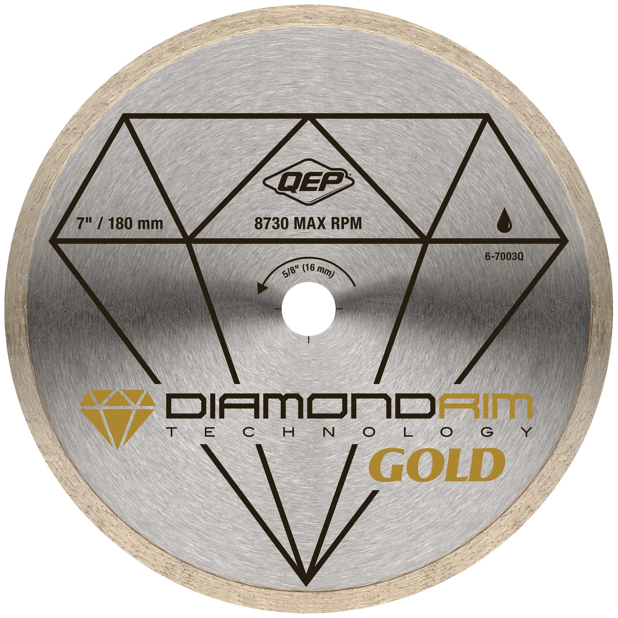 QEP 7" Continuous Rim Premium Diamond Blade for Wet or Dry Cutting of Ceramic, Porcelain, and Marble Tile