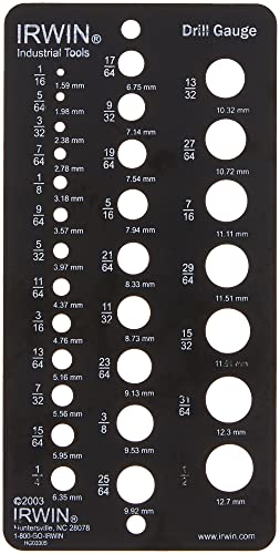 IRWIN Drill Bit Gauge, 1/16-to-1/2-Inch, 29-Hole (12092)