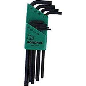 Bondhus 31834 Long Length Star-Tipped L-Wrenches, 8 Piece Set, sizes T9-T40