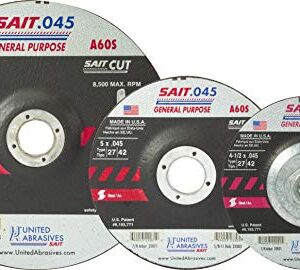 United Abrasives-SAIT 22021 A60S General Purpose Cut-Off Wheels (Type 27/Type 42 Depressed Center) 4 1/2" x .045" x 7/8", 50-Pack