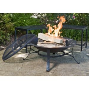 CobraCo FB6132 30 inch Round Cast Iron Copper Finish Fire Pit with Screen and Cover