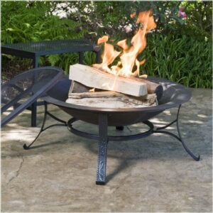 CobraCo FB6132 30 inch Round Cast Iron Copper Finish Fire Pit with Screen and Cover