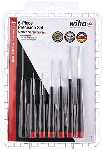 Wiha 26090 Precision Slotted Screwdriver with Precision Handle, 6 Piece Set, multi, one size