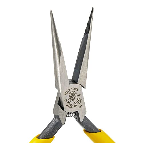 Klein Tools D307-51/2C Pliers, Needle Nose Pliers, Slim, 1/32-Inch Point Diameter, 5-Inch