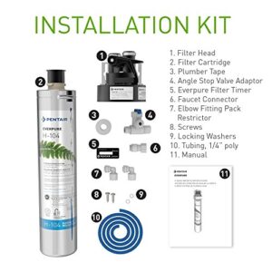 Pentair Everpure H-104 Drinking Water System, EV926271, Includes Filter Head, Filter Cartridge, All Hardware and Connectors, 1,000 Gallon Capacity, 0.5 Micron