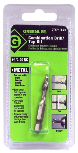 Greenlee DTAP1/4-20 Combination Drill, Tap, and Deburr Bit with Quick Change Hex, 1/4-20 NC