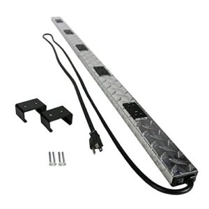 wiremold plugmold tough 10-outlet power strip with circuit breaker, diamond plate, 4 feet(pm48tc)