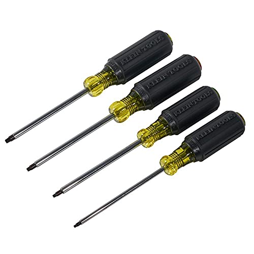 Klein Tools 85664 Screwdriver Set, Square Recess with Color Coded Handles and Heat Treated, Chrome Plated Shafts, 4-Piece