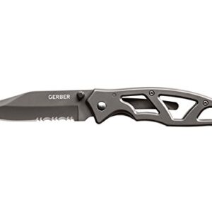 Gerber Gear 22-48445N Paraframe I Folding Pocket Knife, Serrated Edge, Grey