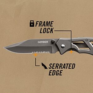 Gerber Gear 22-48445N Paraframe I Folding Pocket Knife, Serrated Edge, Grey