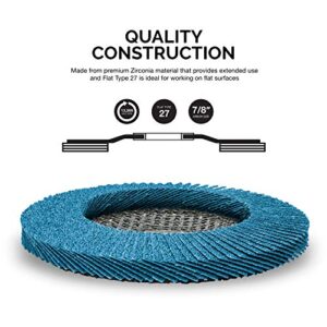 NEIKO 11116A 10 Pack Zirconia Flap Discs 4-1/2 for Angle Grinder, 40 Grit Flapper Wheel, Flat T27 Grinding Wheel 4.5 Inch Flap Disc, 7/8" Arbor Grinding Disc, Flap Wheel for Wood & Metal Sanding