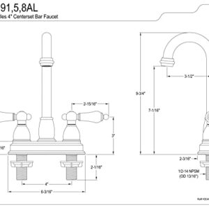 Kingston Brass KB3498AL Restoration 4-inch Centerset Bar Faucet, Brushed Nickel