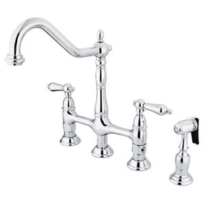 kingston brass ks1271albs heritage bridge kitchen faucet, 8-9/16", polished chrome