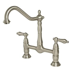 kingston brass ks1178al heritage 8-inch kitchen faucet without sprayer, brushed nickel