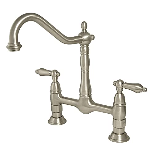 Kingston Brass KS1178AL Heritage 8-Inch Kitchen Faucet Without Sprayer, Brushed Nickel