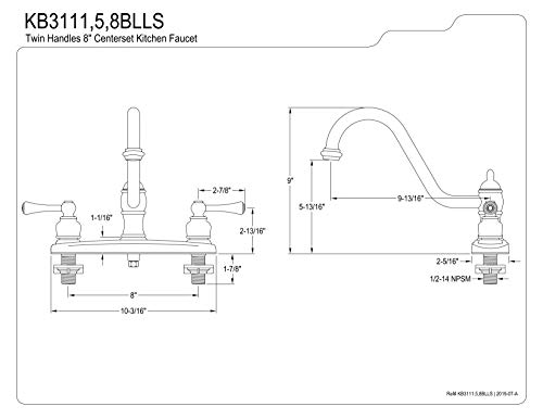 Kingston Brass KB3115BLLS Restoration 8" Centerset Kitchen Faucet, Oil Rubbed Bronze