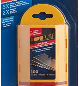 Rapid Edge - RT00016 All-Purpose Serrated Utility Knife Blades (100 blades), 1-Pack