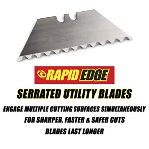 Rapid Edge - RT00016 All-Purpose Serrated Utility Knife Blades (100 blades), 1-Pack