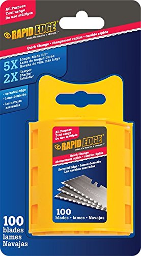 Rapid Edge - RT00016 All-Purpose Serrated Utility Knife Blades (100 blades), 1-Pack