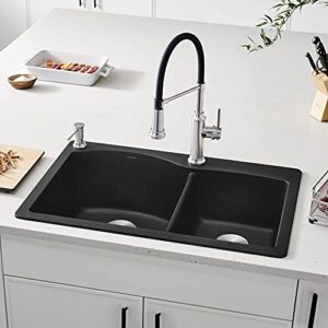 BLANCO 440215 Diamond Silgranit 60/40 Double Bowl Undermount or Drop Kitchen Sink, 33" L X 22" W, Anthracite