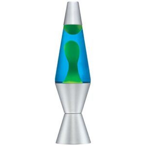 lava lite 2124 the original 14.5-inch silver base lamp with yellow wax in blue liquid