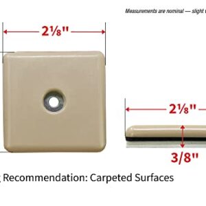 Shepherd Hardware 9244 2-1/8-Inch Square, Adhesive Slide Glide Furniture Sliders, 4-Pack , Beige