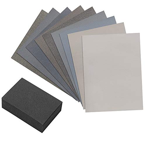 Micro-Mesh 9 Sanding Sheet Introductory Woodworkers Kit with a 2 inch by 3 inch Foam Sanding Block