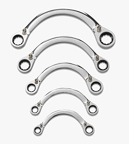 GEARWRENCH 5 Pc. 12 Pt. Reversible Half Moon Double Box Ratcheting Wrench Set, Metric - 9850