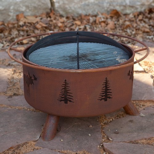 Patina Products F108, 30 Inch Moose & Trees Fire Pit