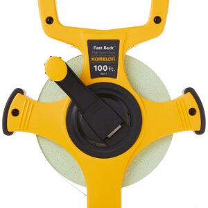 Komelon 8811 Fast Back Open Reel Long Tape Measure with Double Nylon Coated Fiberglass Blade 100-Feet by 1/2-Inch