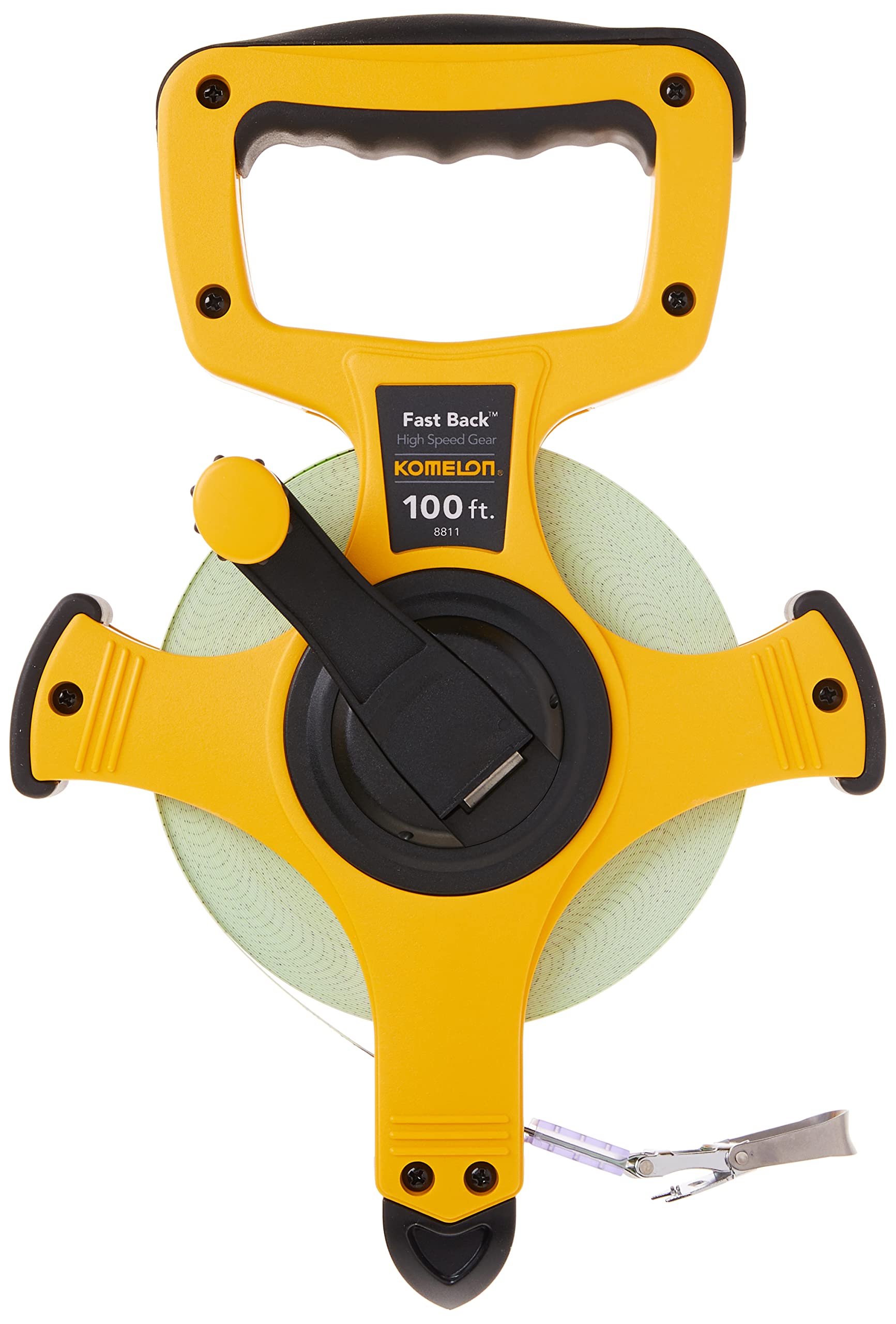 Komelon 8811 Fast Back Open Reel Long Tape Measure with Double Nylon Coated Fiberglass Blade 100-Feet by 1/2-Inch