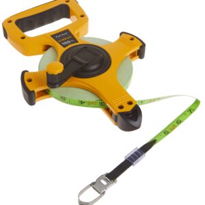 Komelon 8811 Fast Back Open Reel Long Tape Measure with Double Nylon Coated Fiberglass Blade 100-Feet by 1/2-Inch