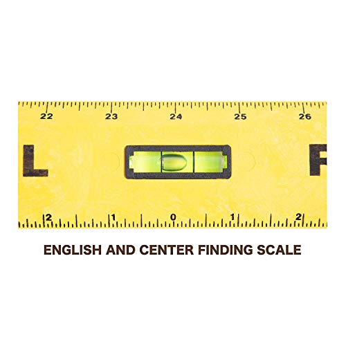 Mayes 10744 Polystyrene Level Rule, 48 Inch Leveler Tool, Straight Edge, Easy to Read Center Finding Measurements, With Plumb and Level Vials, Green