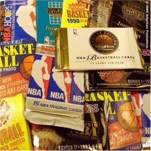 nba basketball trading cards. collection of nba basketball card set of 30 unopened assorted packs from different years and brands. includes autographed signed booklet of sports card mania.