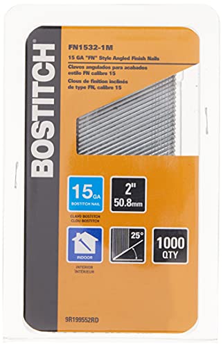 BOSTITCH Finish Nails, FN Style, Angled, 15GA, 2-Inch, 1000-Pack (FN1532-1M)