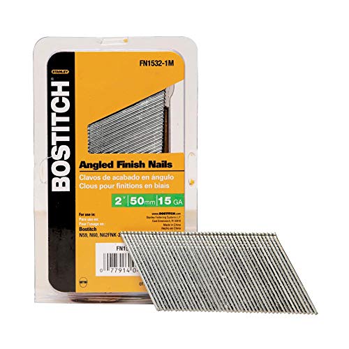 BOSTITCH Finish Nails, FN Style, Angled, 15GA, 2-Inch, 1000-Pack (FN1532-1M)