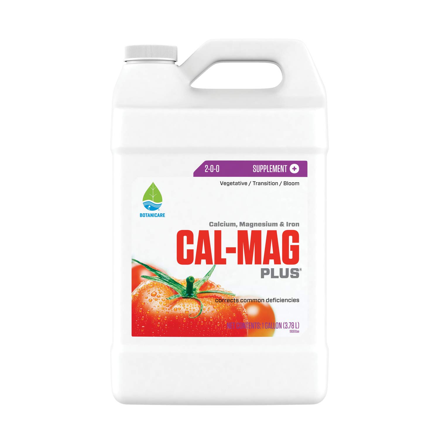 Botanicare Cal-Mag Plus, A Calcium, Magnesium, and Iron Plant Supplement, Corrects Common Plant Deficiencies, Add to Water or Use as a Spray, 2-0-0 NPK, 1-Gallon