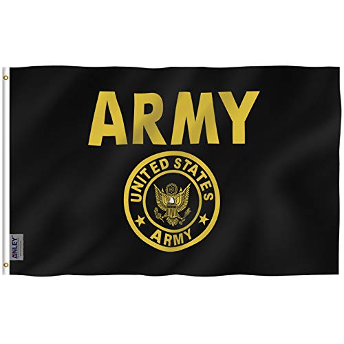 ANLEY Fly Breeze 3x5 Foot US Army Gold Crest Flag - Vivid Color and Fade proof - Canvas Header and Double Stitched - United States Military Flags Polyester with Brass Grommets 3 X 5 Ft