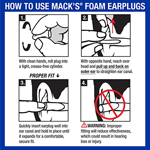 Mack's Ultra Soft Foam Earplugs, 10 Pair - 33dB Highest NRR, Comfortable Ear Plugs for Sleeping, Snoring, Work, Travel and Loud Events