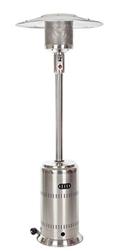 Fire Sense 01775 Performance Series Patio Heater With Wheels 50,000 BTU Output Electronic Ignition System Portable Outdoor Propane Heater For Commercial & Residential - Unpainted Stainless Steel