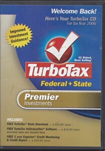 2006 turbotax premier federal + state investments win/mac [older version]